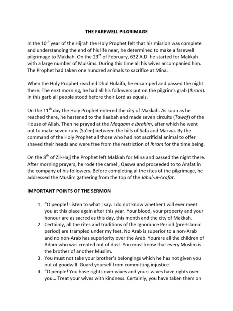 The Farewell Pilgrimage | PDF | Hajj | Abrahamic Religions