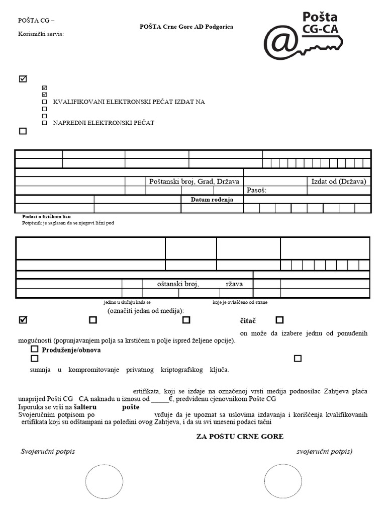 Zahtjev Kvalifikovani Elektronski Potpis Izdat Na QSCD Sredstvu | PDF