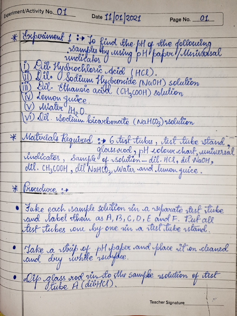 Class 10 Lab Manual Chem | PDF