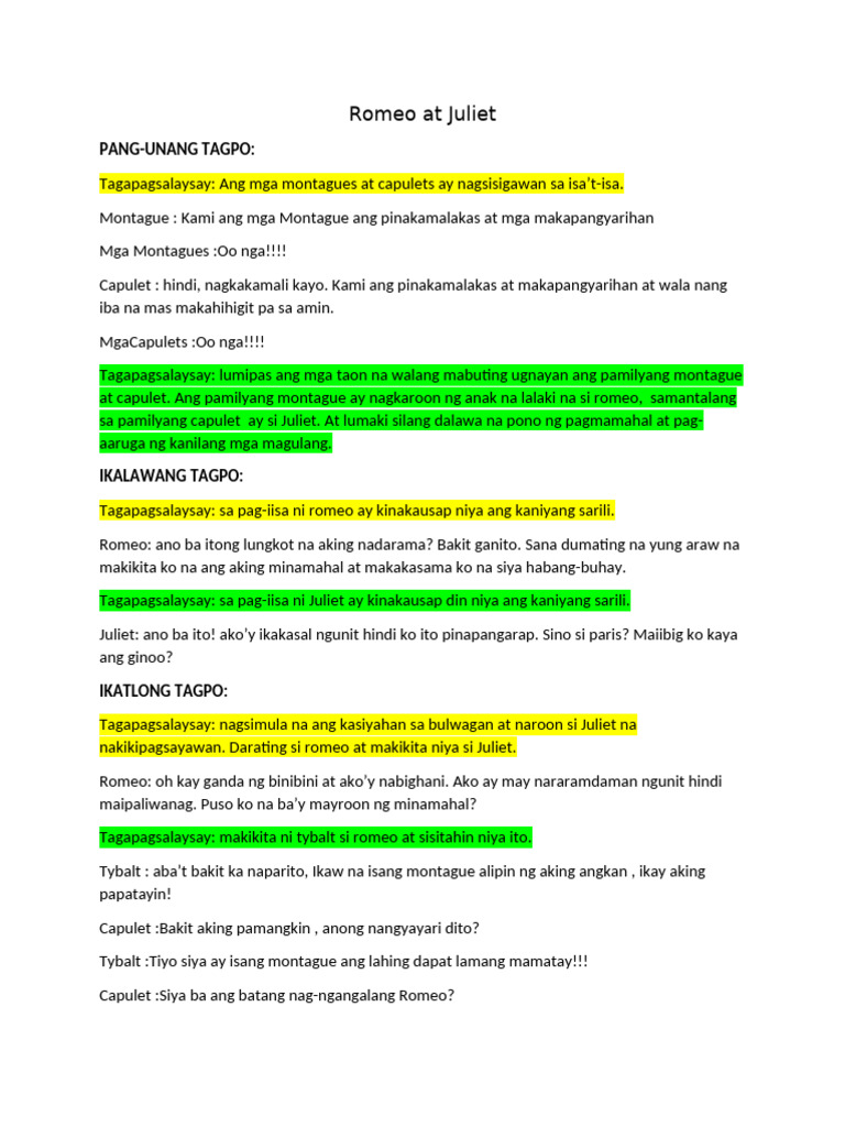 Romeo at Juliet Script | PDF