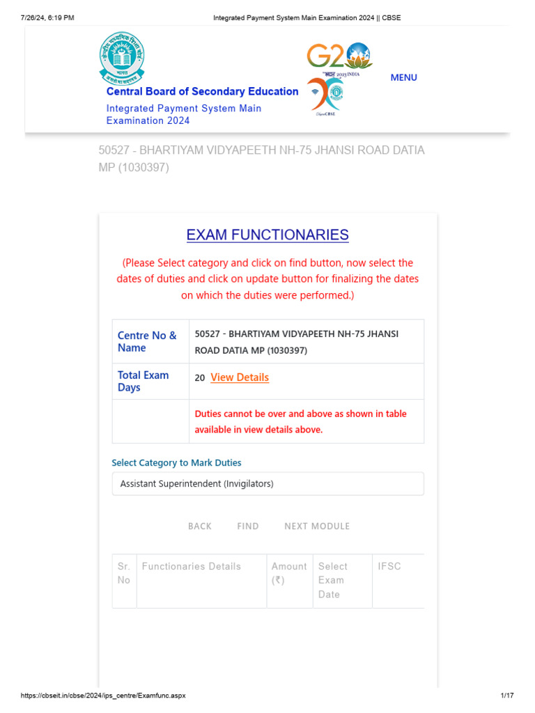 CBSE Invigilation Duty Payments 2024 | PDF | Qualifications