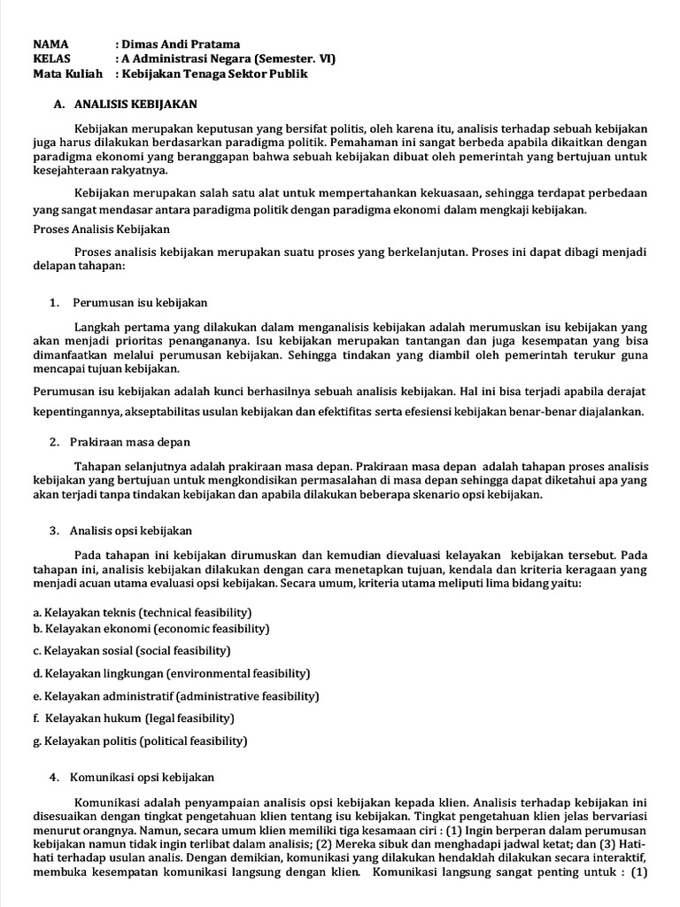 PDF Analisis Tahapan Dalam Proses Kebijakan - Compress | PDF