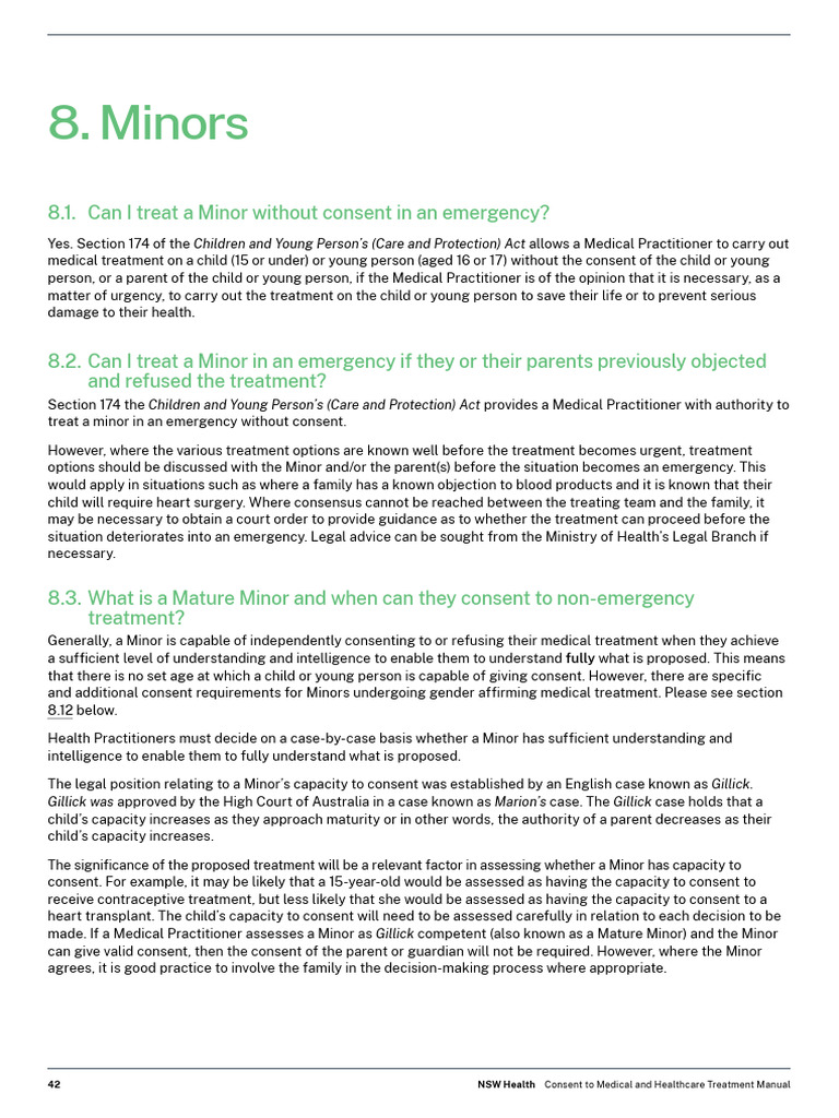 Medical Consent for Minors in NSW | PDF | Informed Consent | Health Care