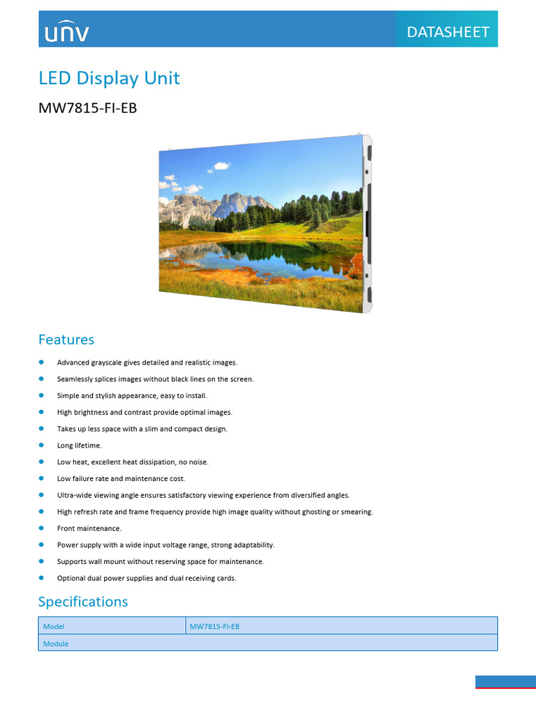 MW7815-FI-EB LED Display Overview | PDF | Display Resolution | Pixel