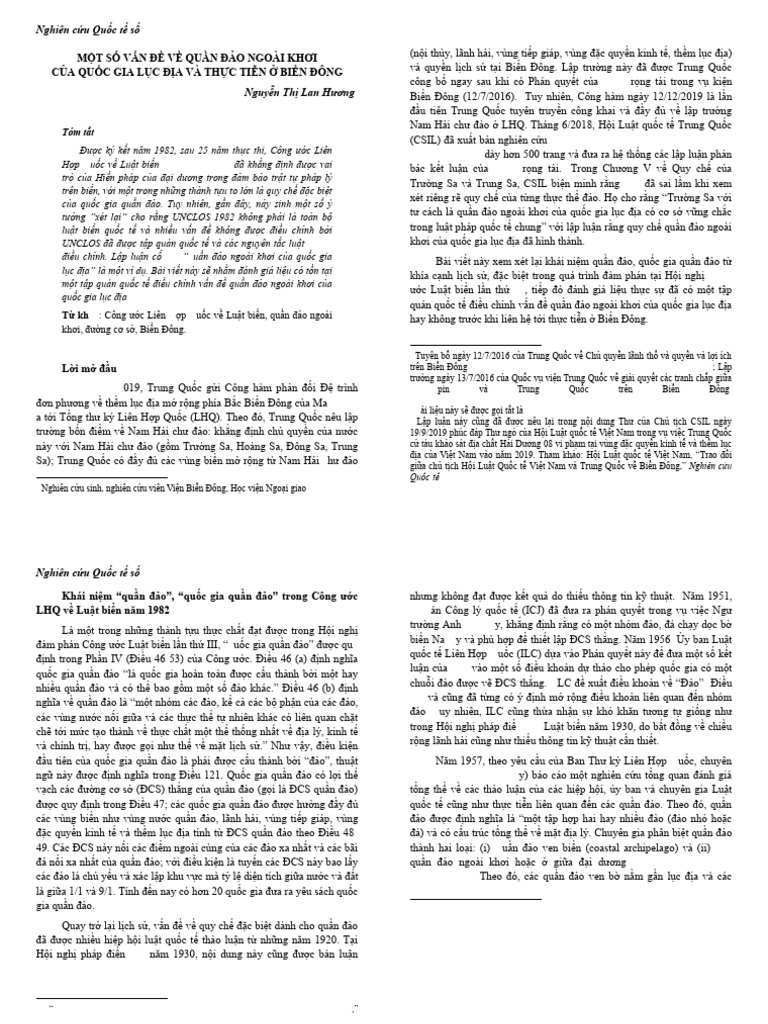 Quan Dao Ngoai Khoi Cua Quoc Gia Luc Dia Va Thuc Tien o Bien Dong - Nguyen Thi Lan Huong | PDF