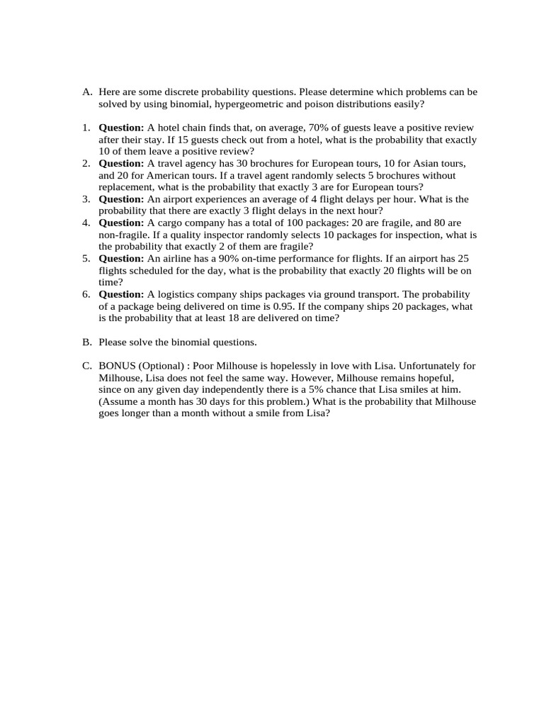 Assignment III-Discrete Probability Questions | PDF