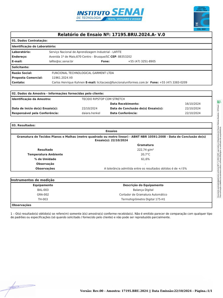 Tecido Ripstop Com Stretch - Gramatura - Funcional | PDF | Tecnologia e ...