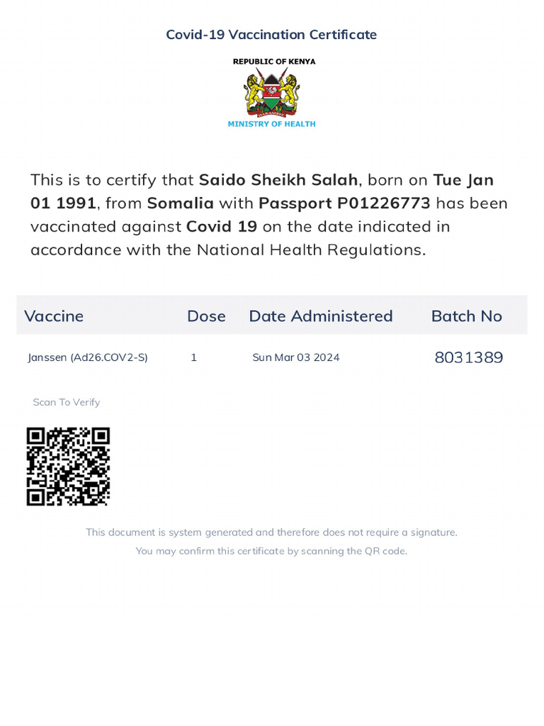 Vaccination Certificate | PDF