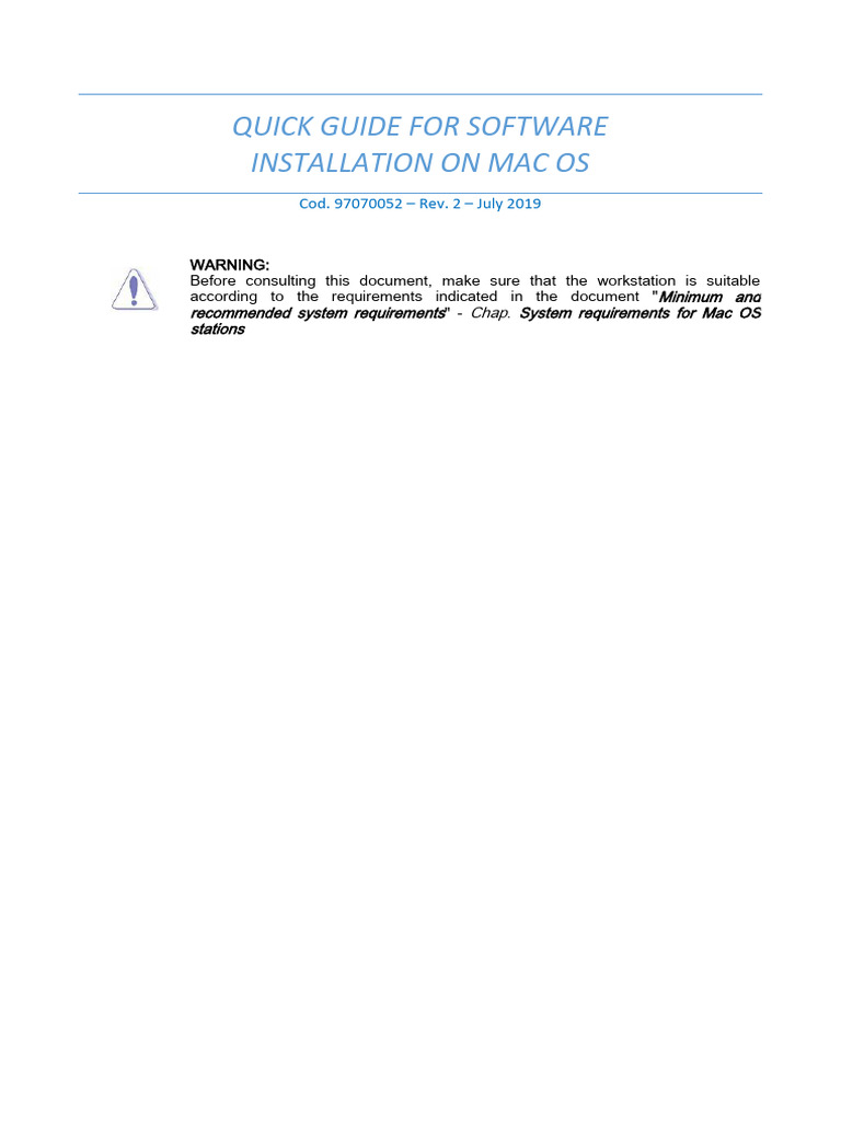 Quick Guide For SW Installation On Mac OS | PDF | Installation (Computer Programs) | Booting