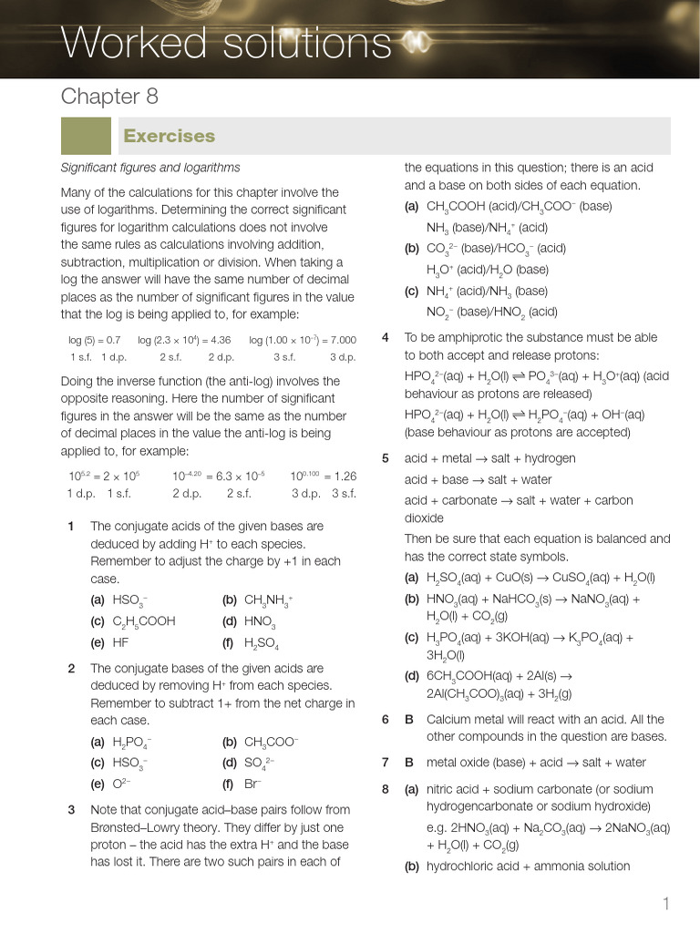Chapter8 WorkedSolutions | PDF | Hydroxide | Ph