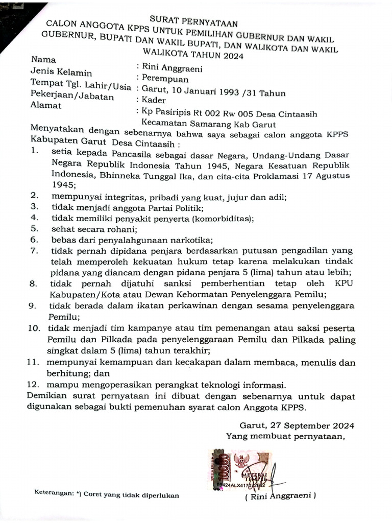 S.Pernyataan Rini | PDF