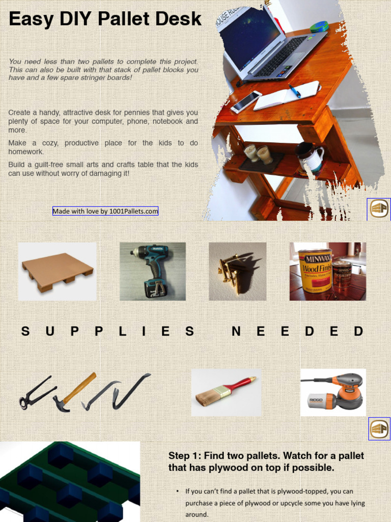 DIY Tutorial Easy Pallet Desk 1001pallets | PDF | Home & Garden