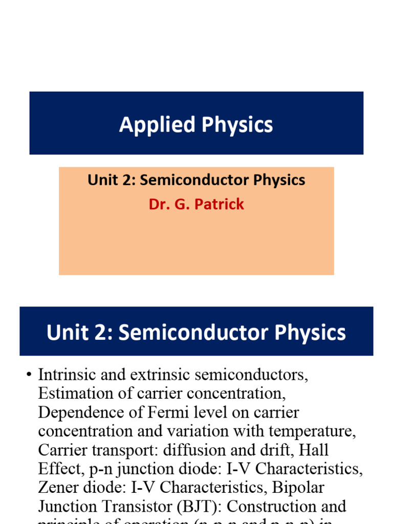 unit 2 | PDF | P–N Junction | Semiconductors