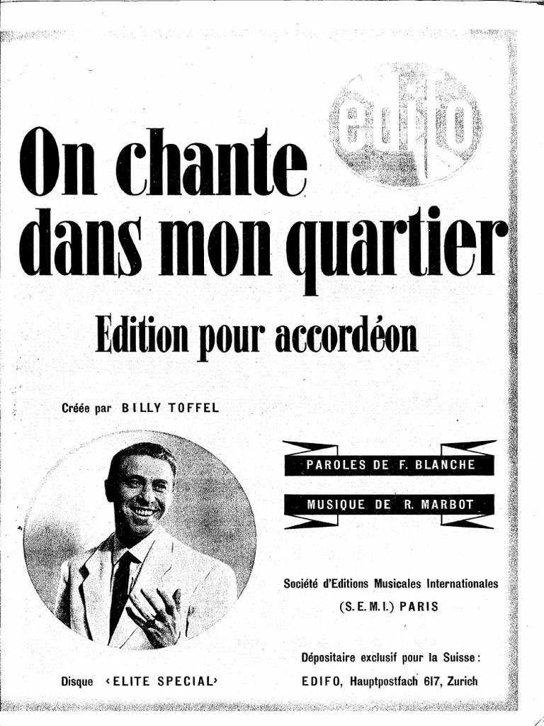 Partition Accordeon On Chante Dans Mon Quartier | PDF