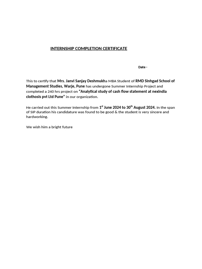 Internship Completion Certificate | PDF