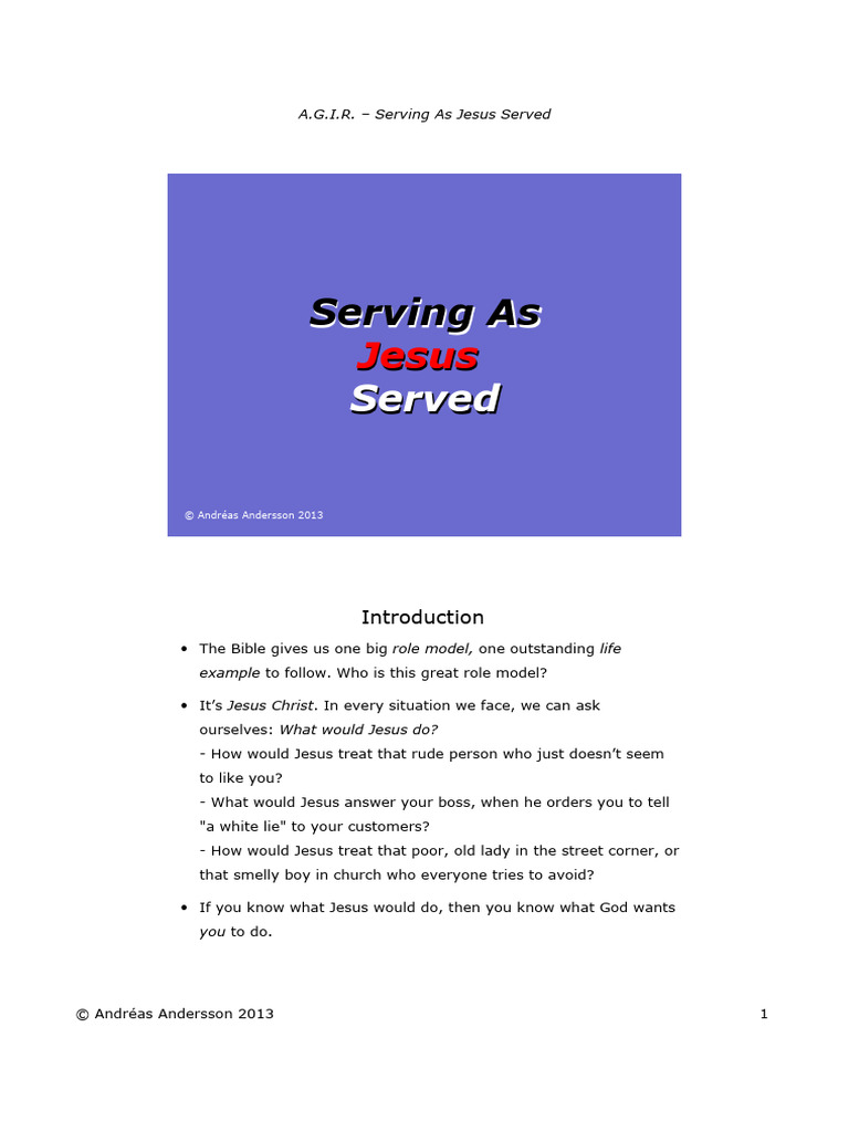 9 Serving As Jesus Served | PDF | Jesus | Disciple (Christianity)