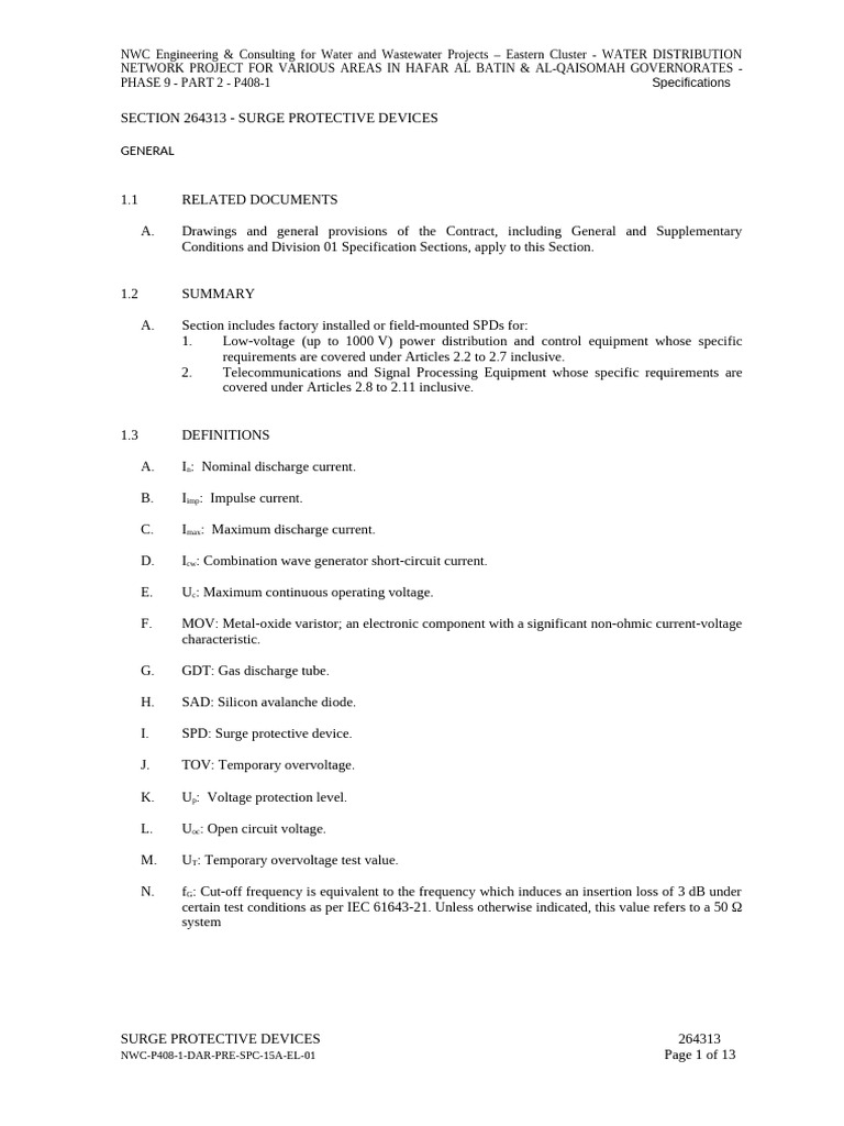 SPC - 01 - Sec-264313 - Surge Protective Devices | PDF | Electric Power ...