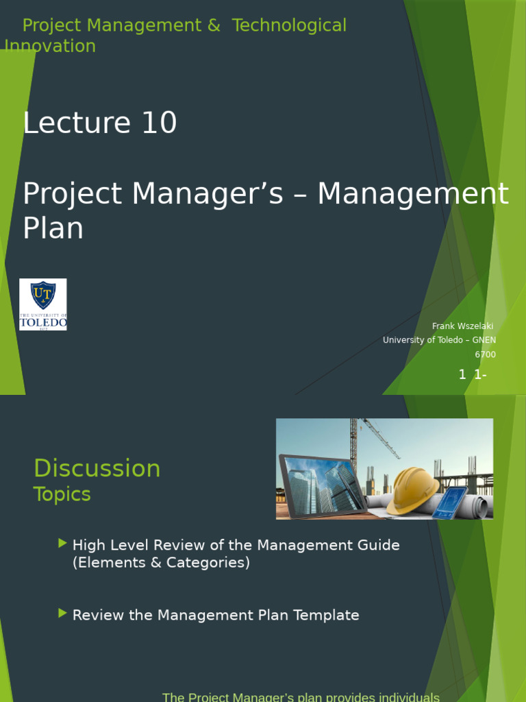 Lecture 10 PMs - Management Plan | PDF | Computers | Technology & Engineering