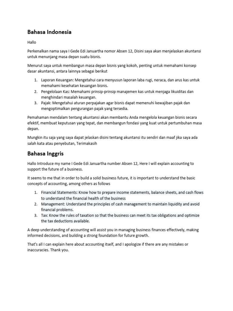 Script Bahasa Inggris | PDF | Pengelolaan Keuangan & Uang