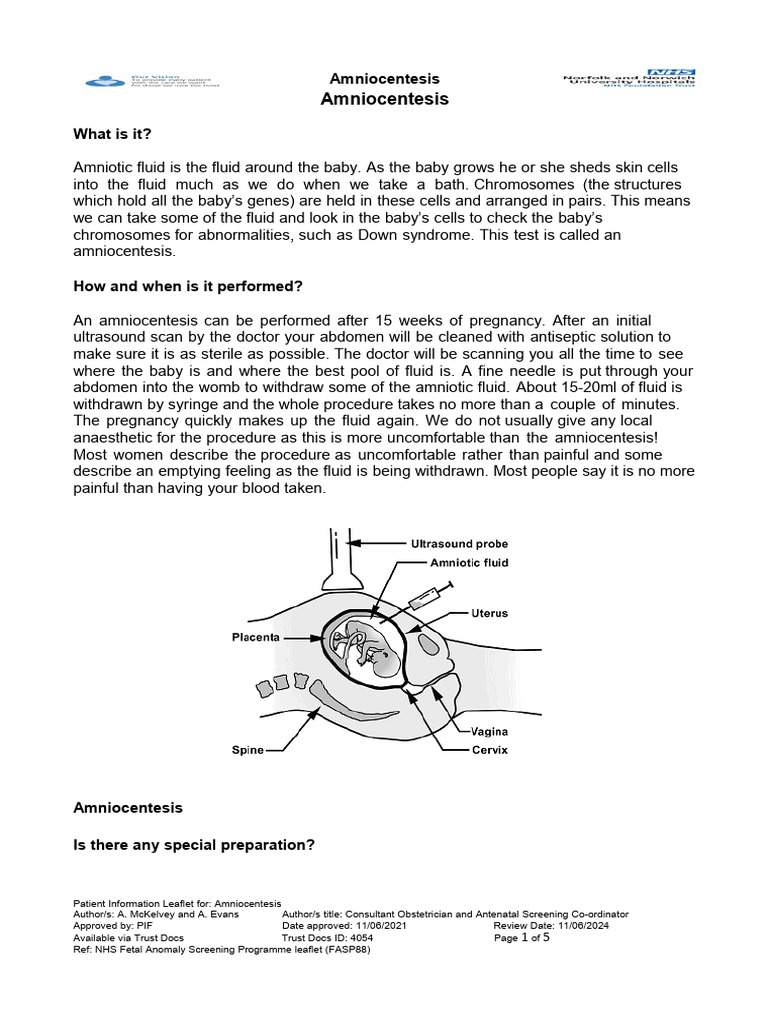 Amniocentesis | PDF | Medical Specialties | Clinical Medicine