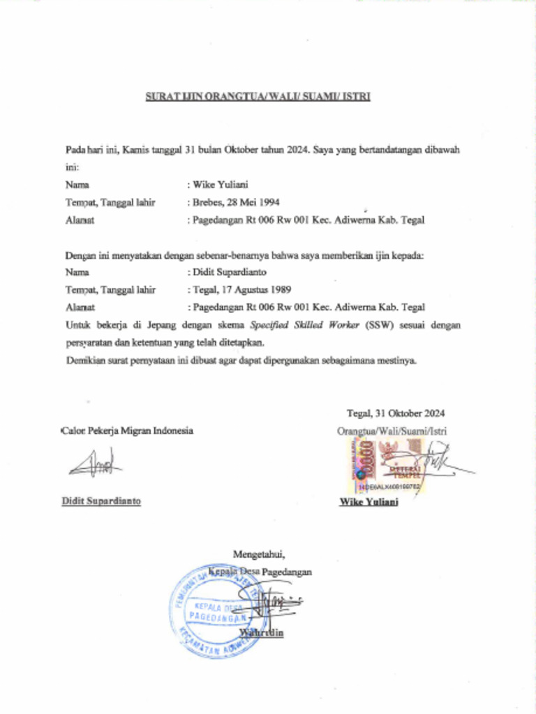 Surat Ijin Ortu | PDF