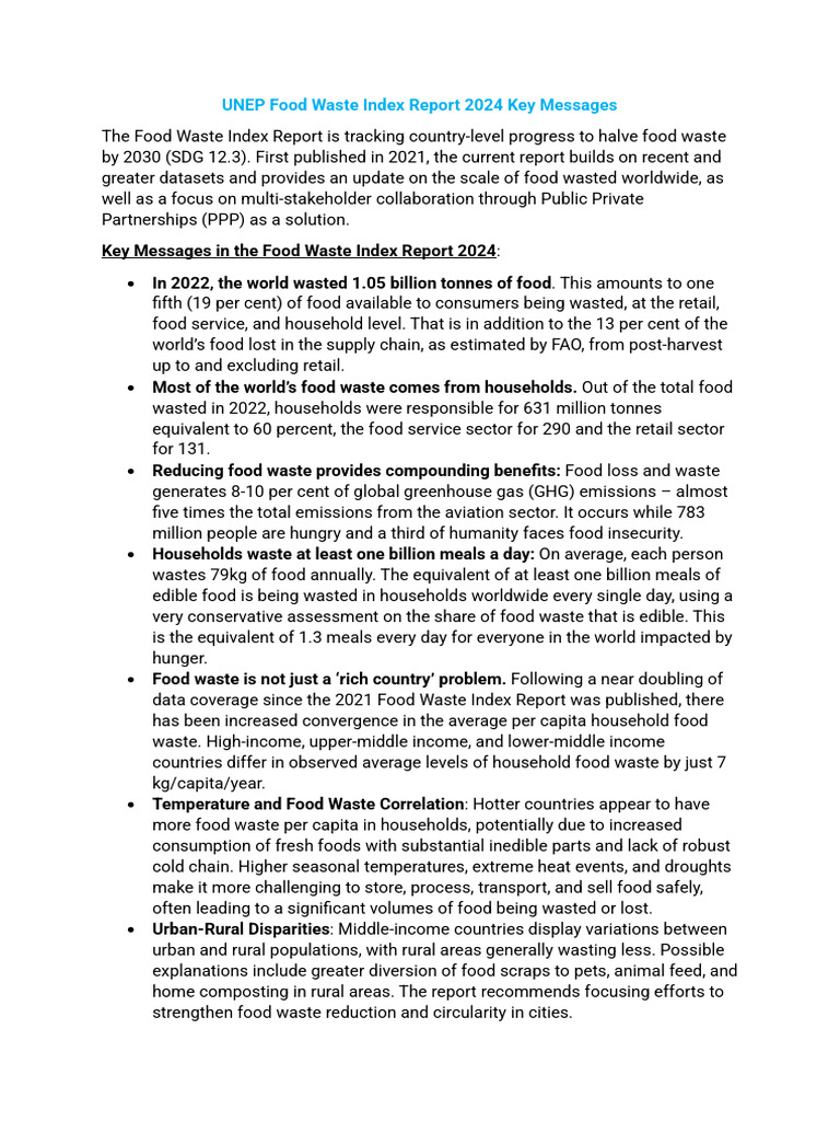 UNEP 2024 Food Waste Index Insights | PDF | Environmental Issues ...