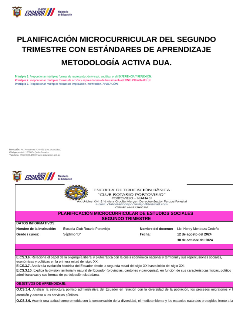 Planificacion Matema 7mo Segundo Tri | PDF | Aprendizaje | Ecuador