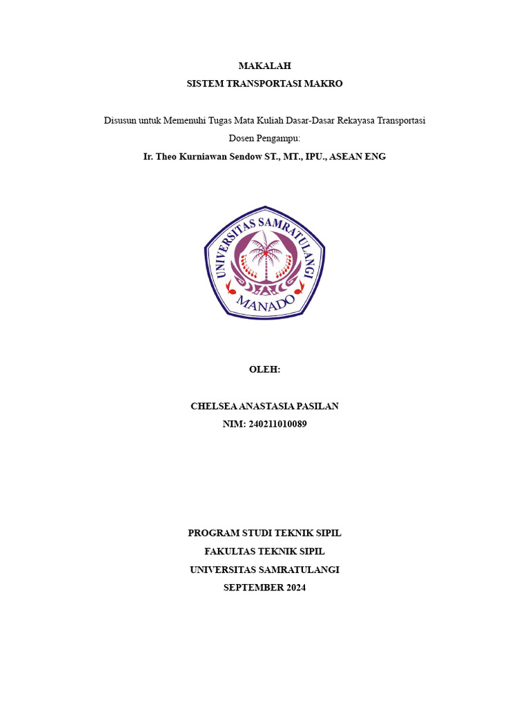 Makalah Dasar Dasar Rekayasa Transportasi Pdf