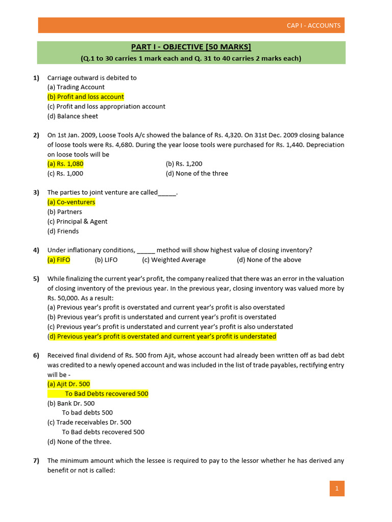 Accounts Exam Questions and Answers | PDF | Debits And Credits | Going ...