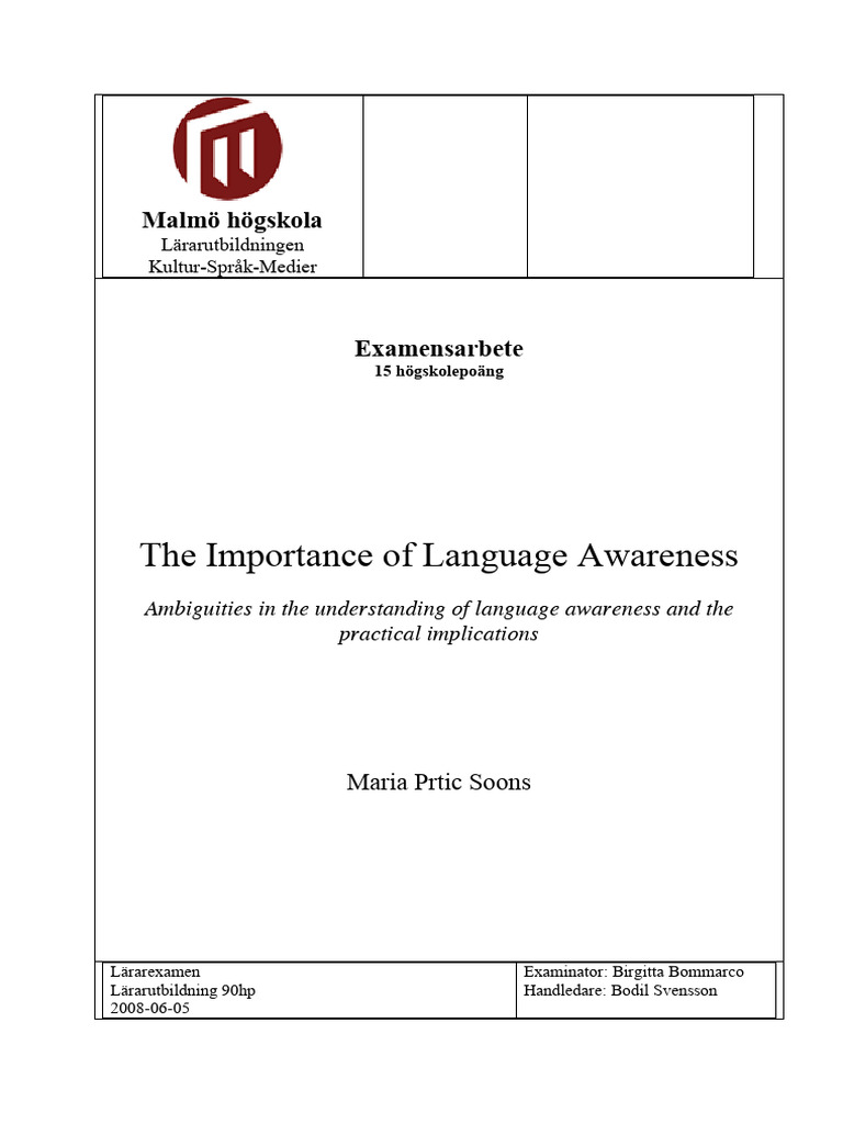 The Imprtance of Language Awareness | PDF | Learning | Language Acquisition