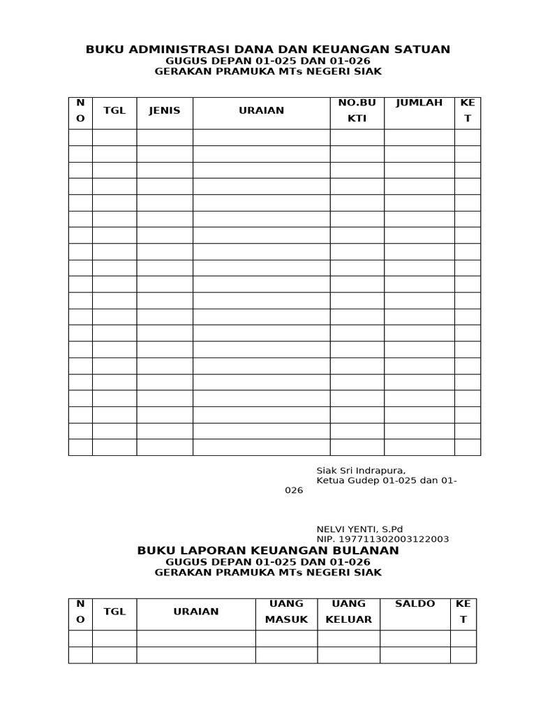 Buku Kas Keuangan Pramuka 01 025 026 Pdf