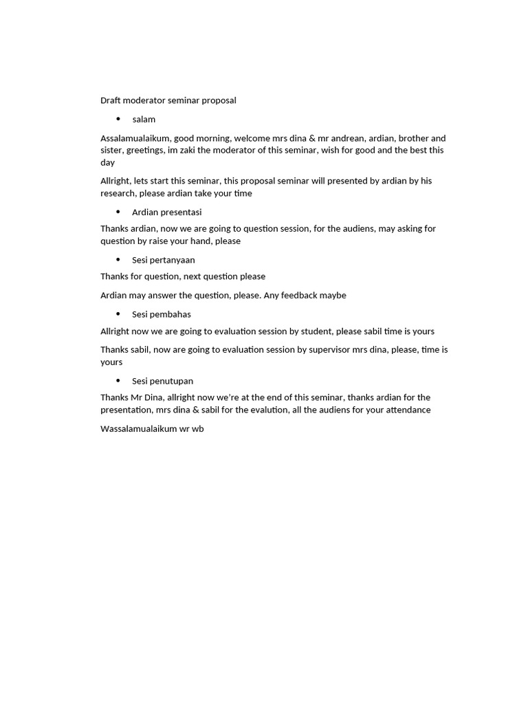 Draft Moderator Seminar Proposal | PDF