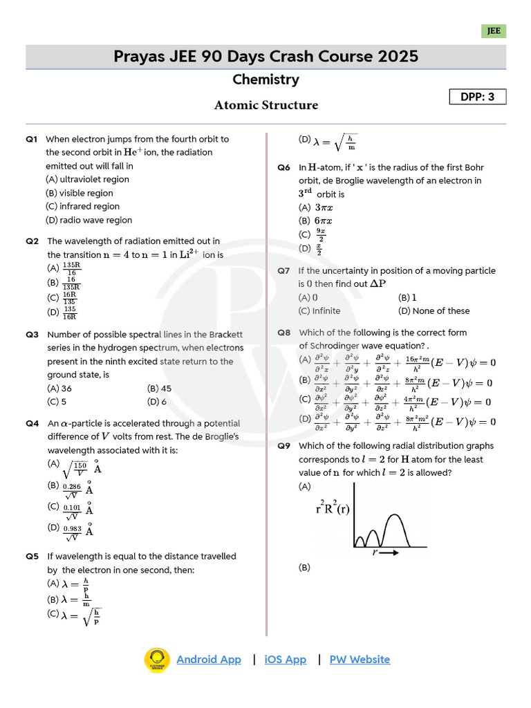 Atomic Structure_ DPP 03 | PDF | Waves | Physical Sciences Atomic Structure_ DPP 03 | PDF | Waves | Physical Sciences