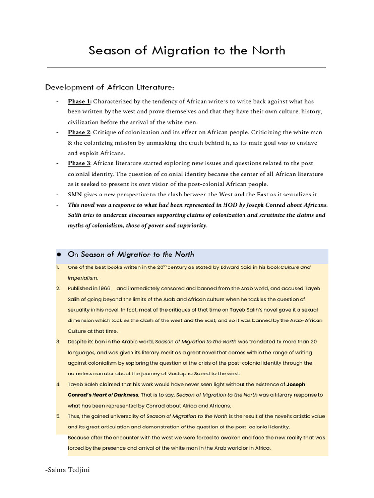 Season of Migration To The North - DONE | PDF | Postcolonialism ...