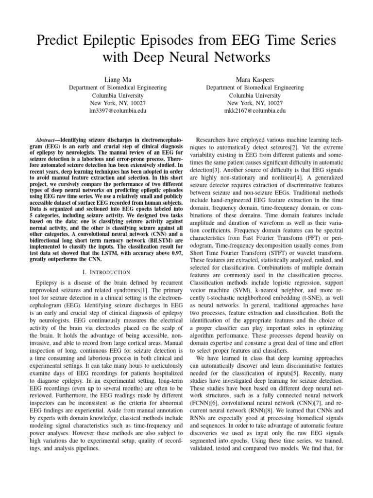 EEG Seizure Prediction with DNNs | PDF | Electroencephalography ...