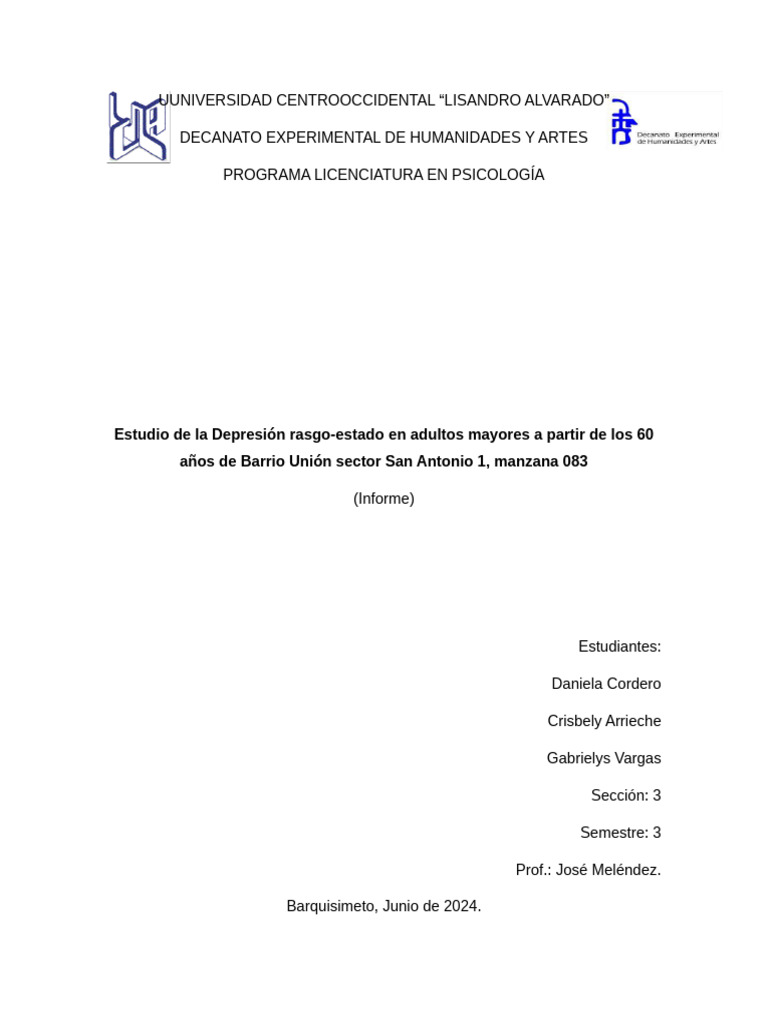 Depresión Rasgo Estado en Adultos Mayores | PDF | Trastorno depresivo ...