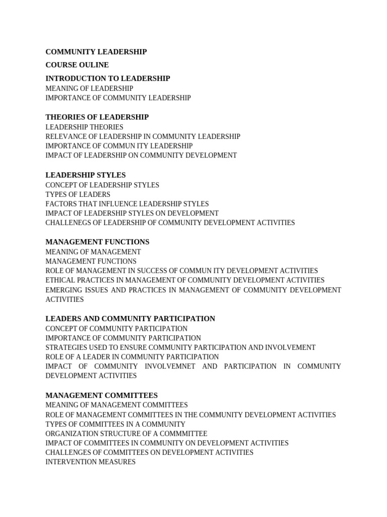 Community Leadership | PDF | Leadership | Committee