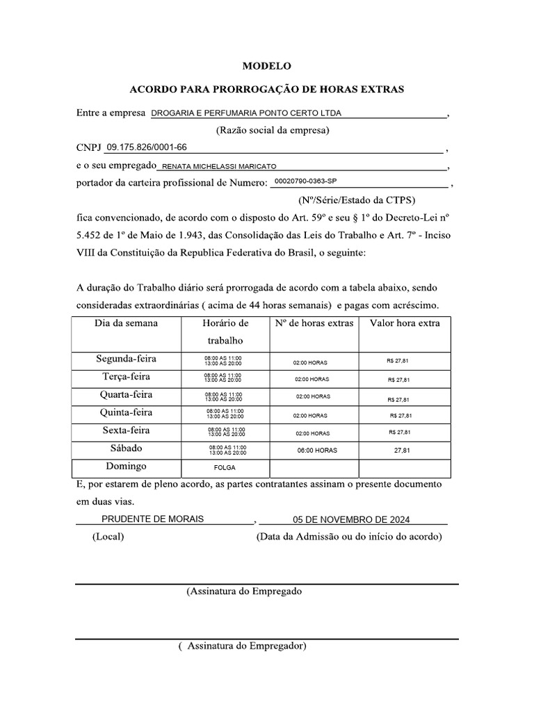 Acordo Ponto Certo | PDF