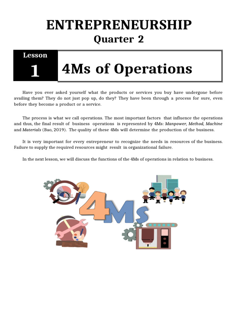 Understanding the 4Ms of Operations | PDF | Value Chain | Expense