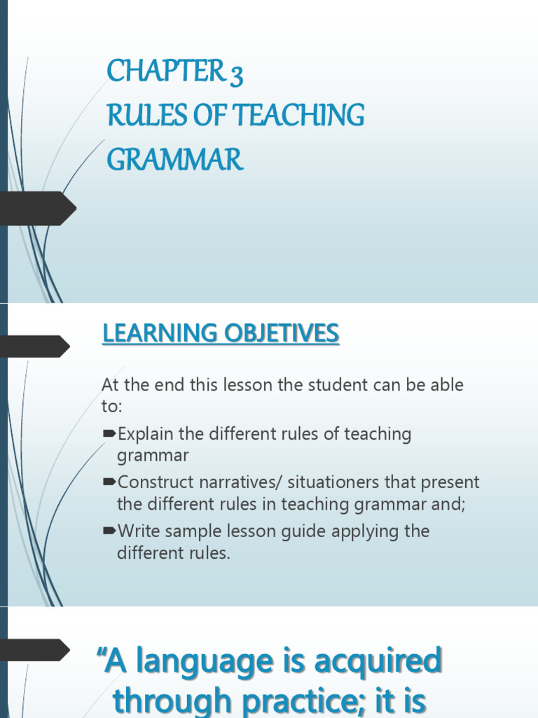 Chapter 3 Rules of Grammar 230328025831 d61694b2 | PDF | Learning ...