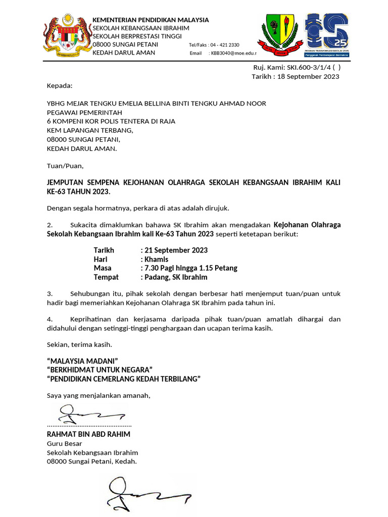 Surat Jemputan MEJAR | PDF