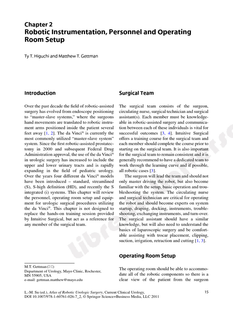 Robotic Instrument Personnel OT Setup | PDF | Surgery | Operating Theater