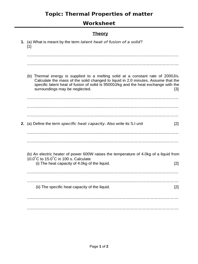 Thermal Properties of Matter 1 | PDF | Heat | Latent Heat