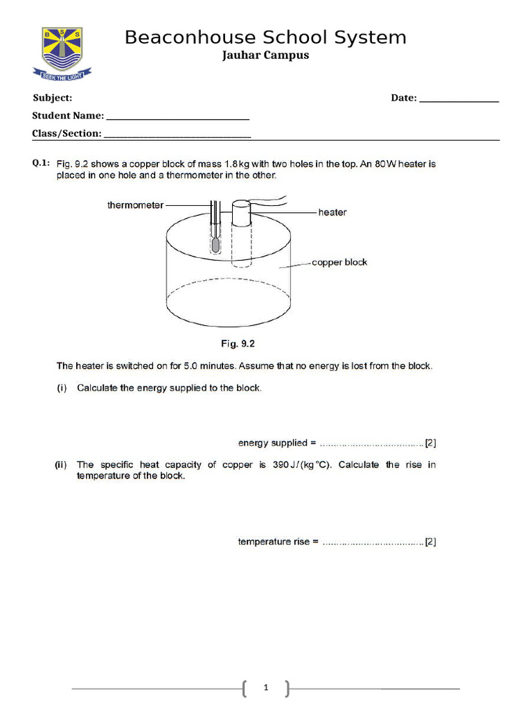 SP HEAT Capacity Worksheet | PDF