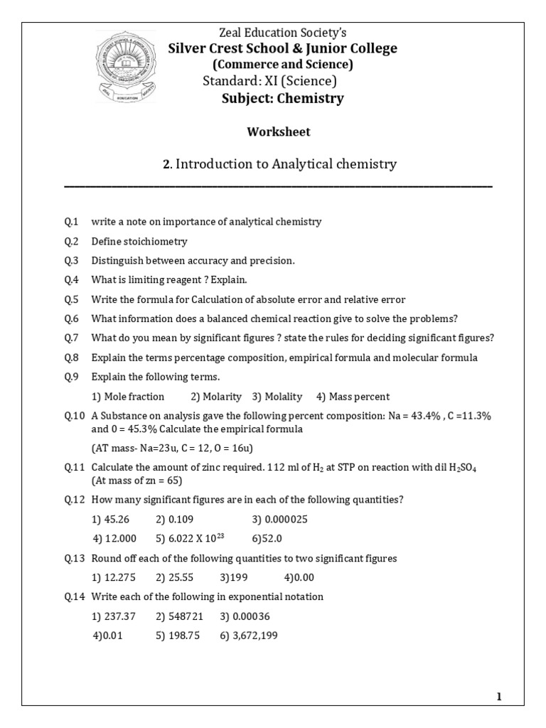 Worksheet 10.10.23 | PDF | Stoichiometry | Significant Figures