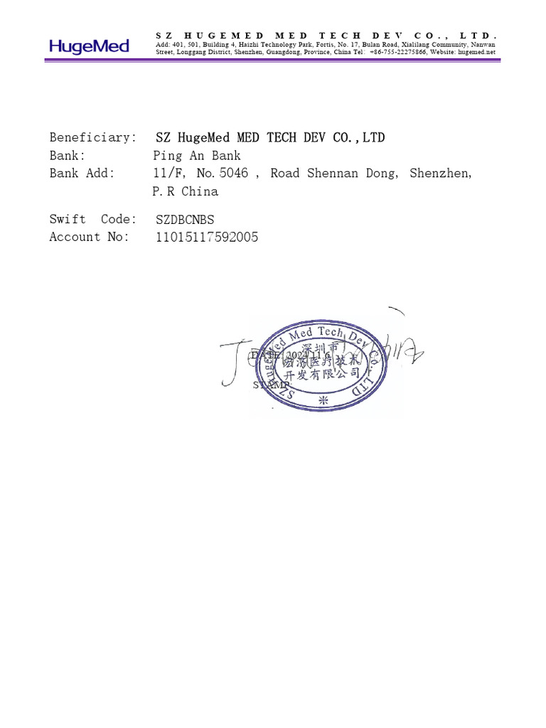 Ping An Bank Account For Payment-1 | PDF | Business | Social Science