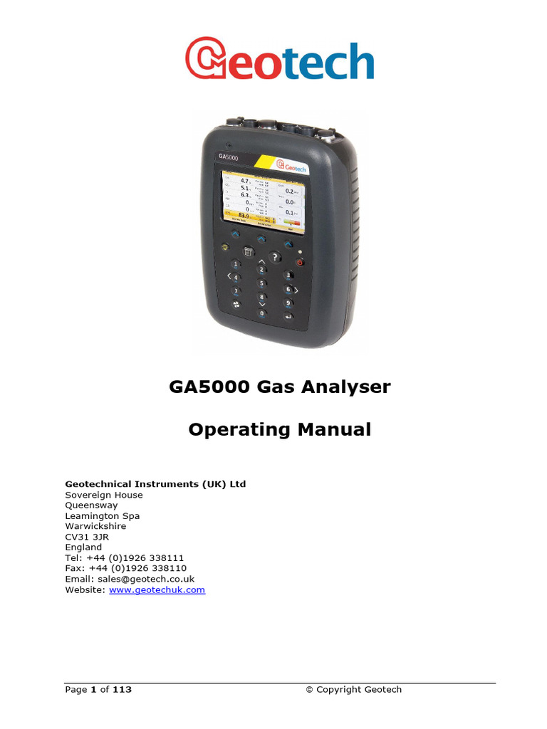 GA5000 Operating Manual | PDF | Gases