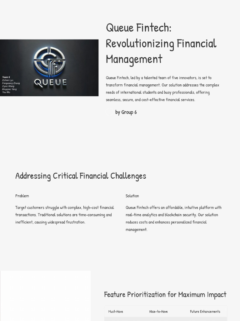 Queue Fintech Revolutionizing Financial Management | PDF
