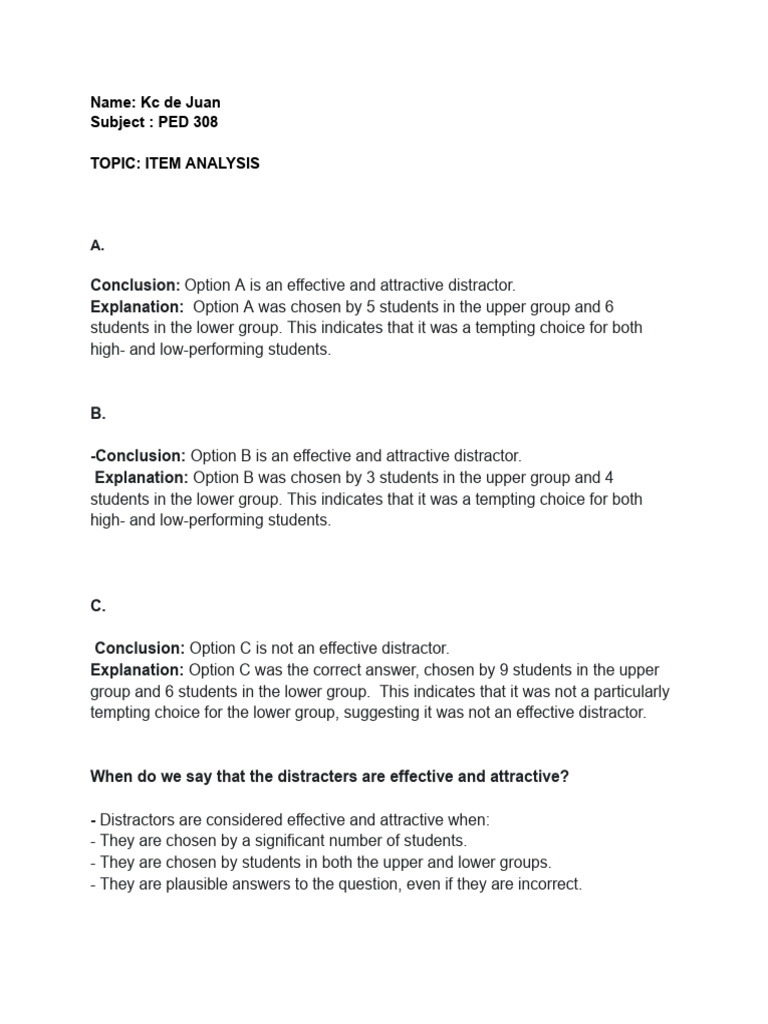 Individual Item Analysis | PDF