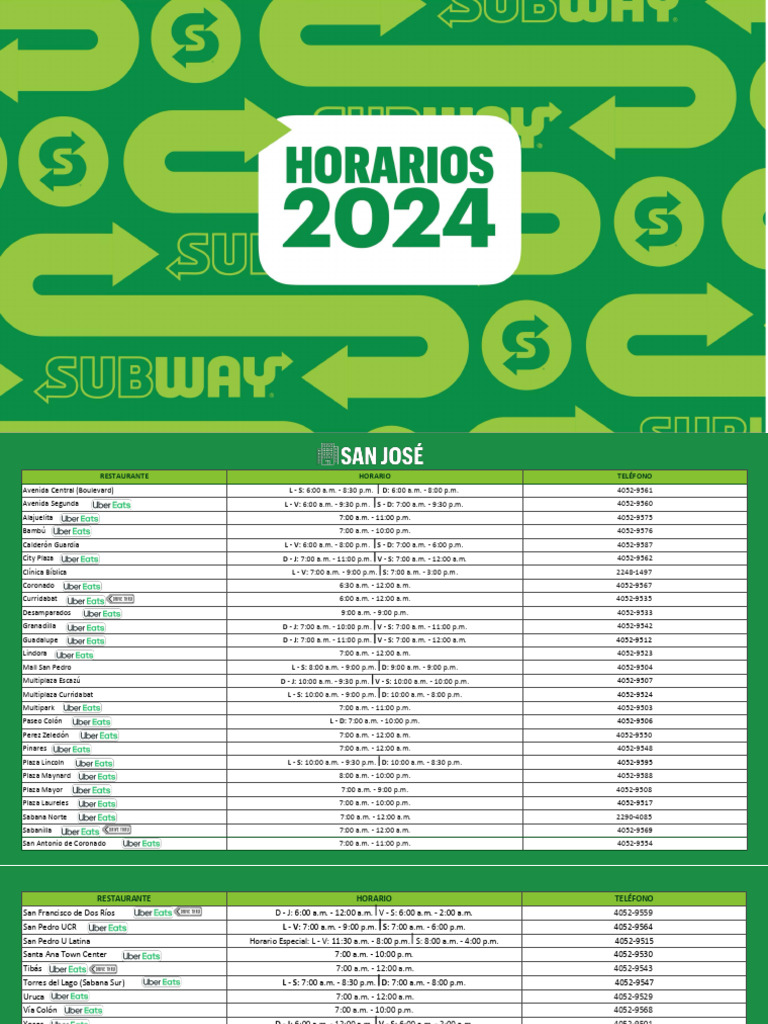 Horarios Subwaycr 3009 | PDF | Home & Garden